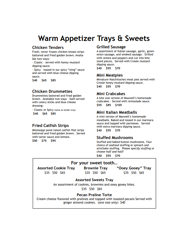 Deli Menu – Maxwell's Market