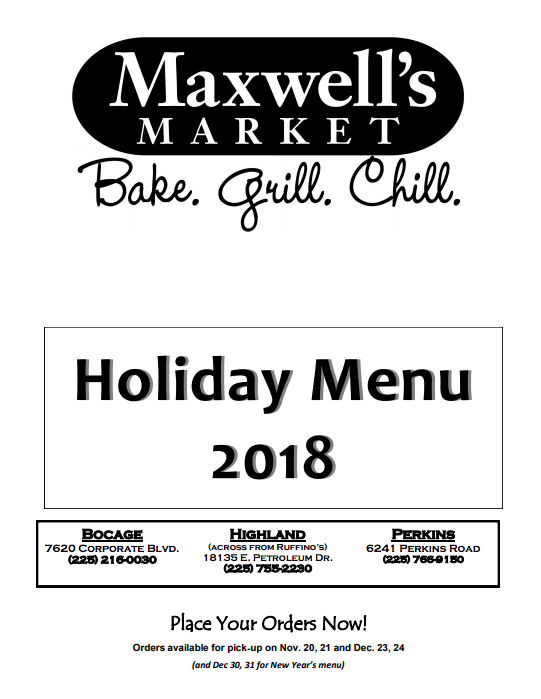 Holiday Menu - Maxwell's Market