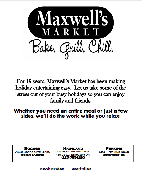 Holiday Menu - Maxwell's Market