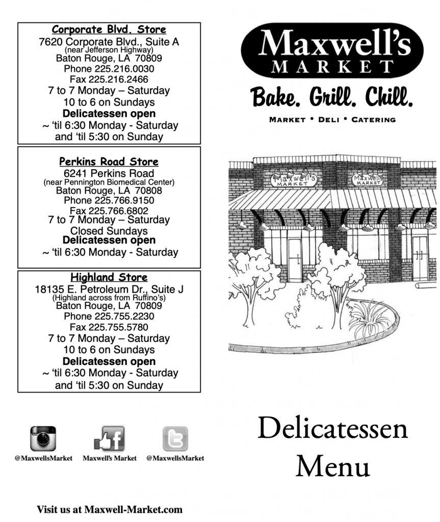 Deli Menu – Maxwell's Market