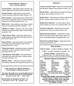 Deli Menu – Maxwell's Market