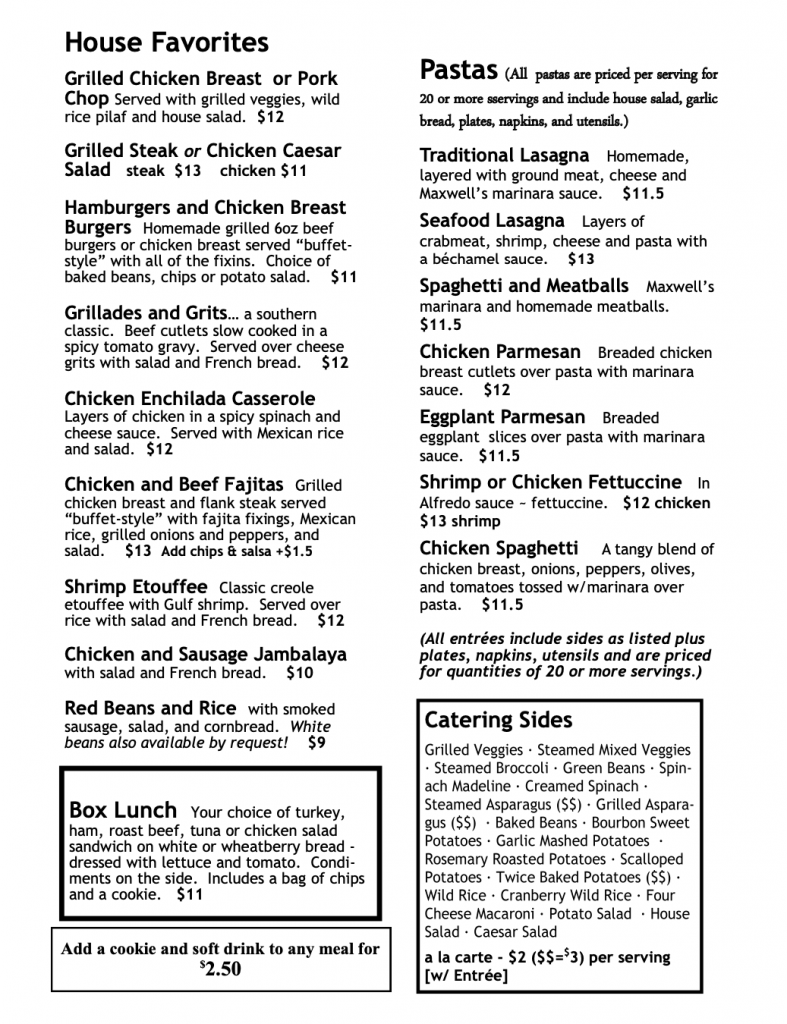 Party Tray And Catering Menus – Maxwell's Market