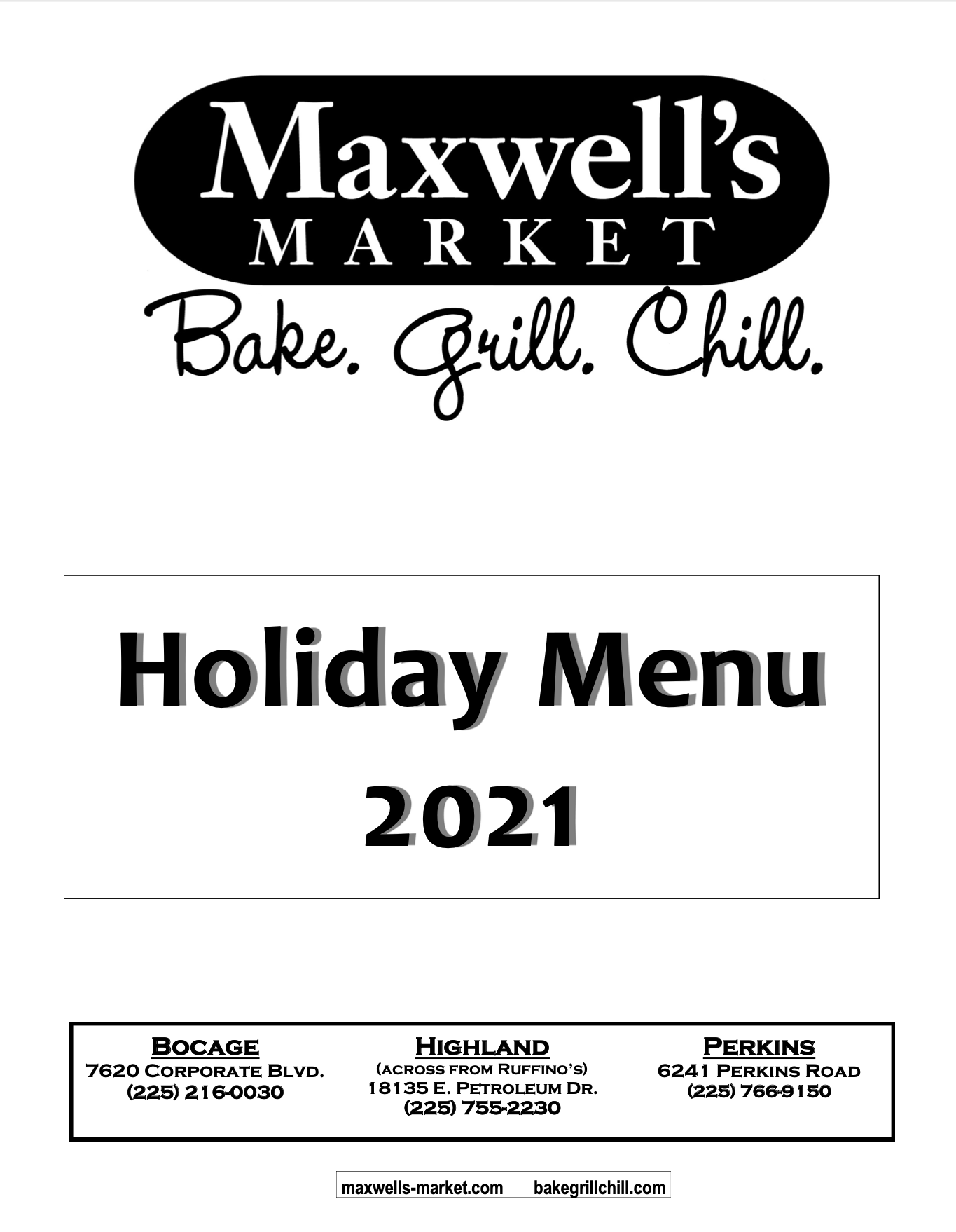 Holiday Menu – Maxwell's Market