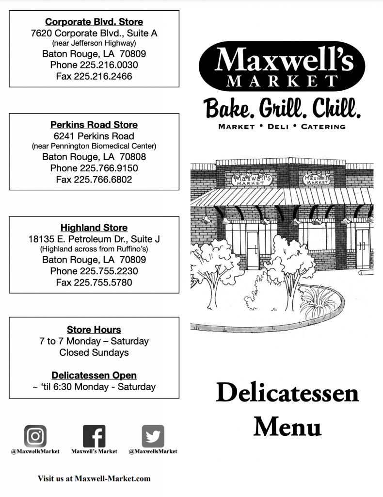 Deli Menu – Maxwell's Market