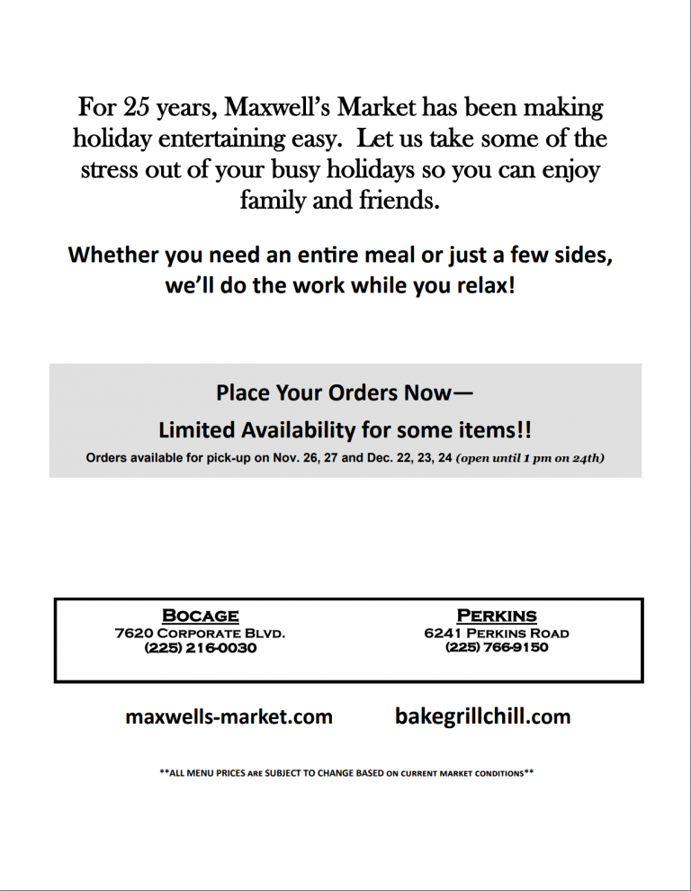 Holiday Menu – Maxwell's Market